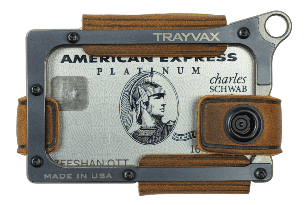 Contour Wallet | Titanium Tobacco Brown | High-Quality Metal & Leather